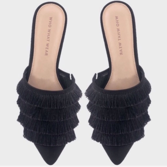 Who What Wear | Shoes | Www Chic Fringe Tier Pointed Toe Mule Satin ...